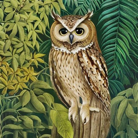 Owl Watercolor Painting Botanical Illustration For Printing