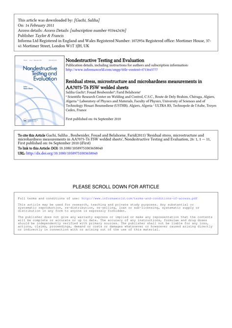 pdf residual stress microstructure and microhardness measurements in