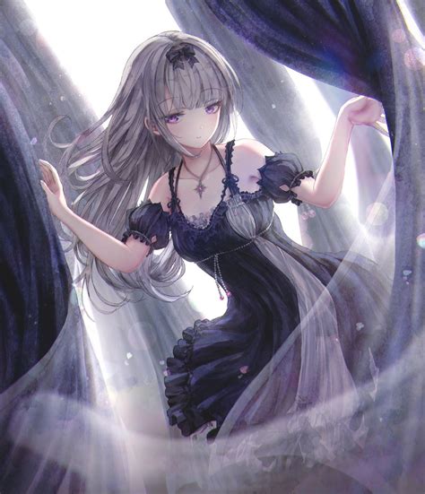 Safebooru 1girl Armpit Peek Backlighting Bangs Bare Shoulders Black