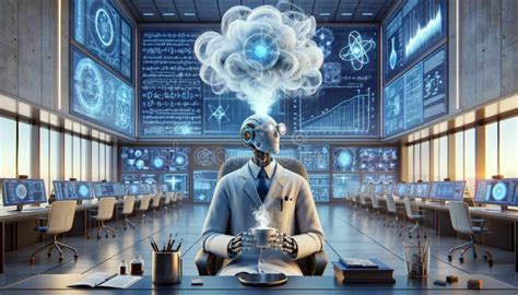 ai brainstorming in high tech research facility generative ai illustration stock illustration