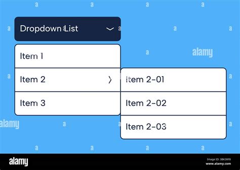 Drop Down List Web Interface Elements With Hidden Options For Selection Outline Dropdown Menu