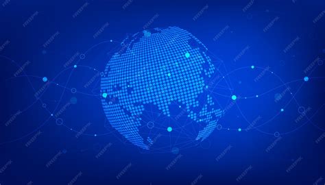 Premium Vector Global Network Connection Abstract Earth Map Big Data Visualization Background