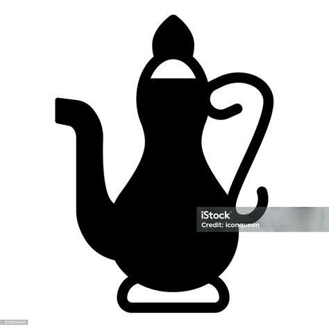 세라믹 주전자 솔리드 아이콘 아라비아 사막 개념 벡터 그래픽입니다 점토 주전자 흰색 배경에 도자기 제품 기호 스타일 모바일 또는 디자인 개념에 대한 스톡 벡터 아트 및 기타