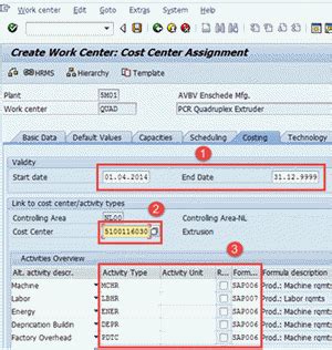 Work Center In SAP PP Create Change Display
