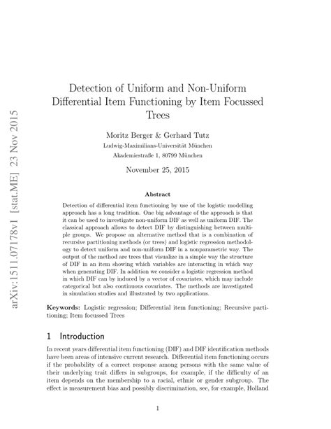 pdf detection of uniform and non uniform differential item functioning by item focussed trees