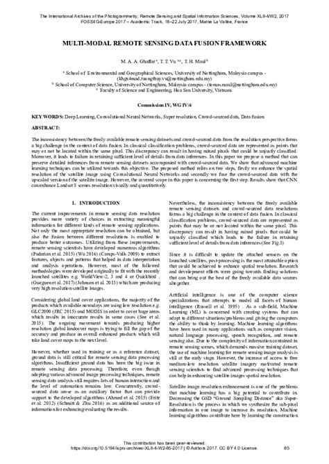 Pdf Multi Modal Remote Sensing Data Fusion Framework