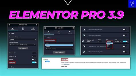 elementor pro 3 9 update loop builder equal height woocommerce inner section popup