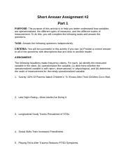 Short Answer Assignment 2 Docx Short Answer Assignment 2 Part 1