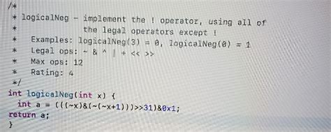 Solved Logicalneg Implement The Operator Using