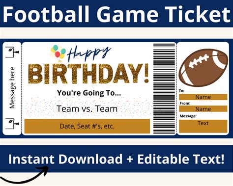Football Ticket Templates Blank Printable