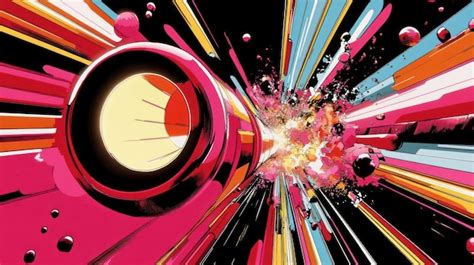 A Vibrant Explosion Of Colors Emanating From A Cannonlike Object Symbolizing Energy And