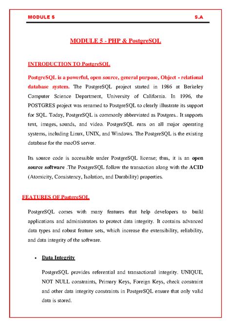 Php Module 5 This Is Php Notes Module 5 Php And Postgresql