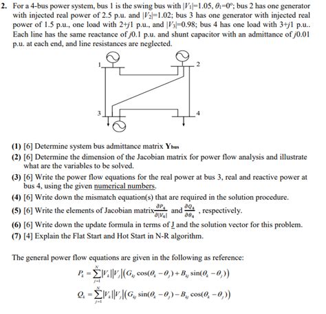 Solved 2 For A 4 Bus Power System Bus 1 Is The Swing Bus Chegg Com