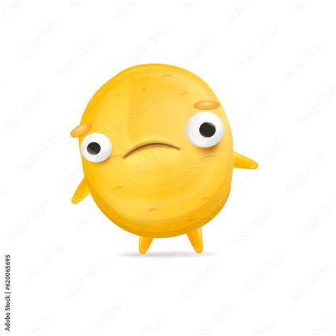 Vector Cartoon Funny Yellow Alien Monster Isolated On White Background