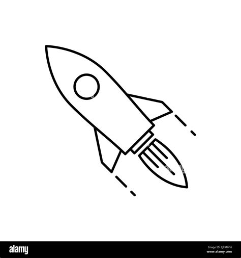 Shuttle Icon Black Icon Of Spaceship Vector Illustration Linear Icon Of Rocket Launch Stock