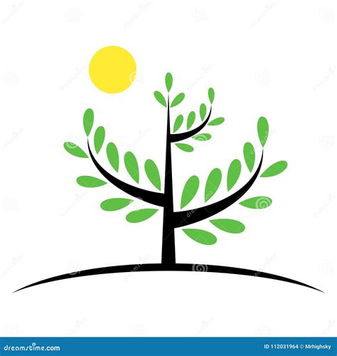 Green Tree And Sun Symbol Stock Vector Illustration Of Graphic 112031964
