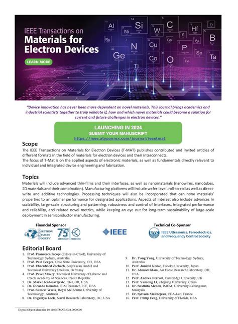 Electrondevices Ieeeeds Ieeeuffcs Electronicmaterials Ieee Transactions On Materials For