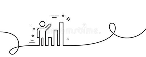 Graph Line Icon Column Chart Sign Continuous Line With Curl Vector