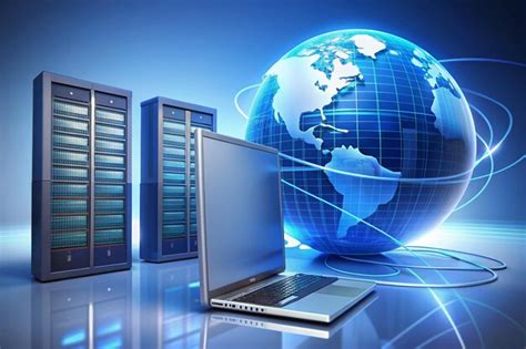 Global Connectivity Computer Network Linked To Server Premium AI