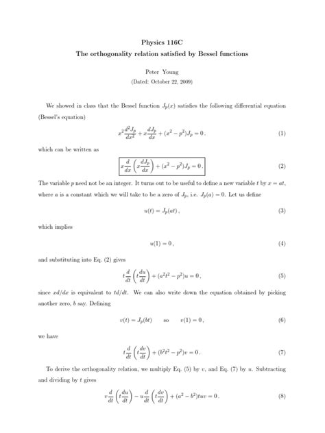 Orthogonality Bessel Functions 2 Download Free Pdf Differential Orthogonality Bessel Functions 2 Download Free Pdf Differential