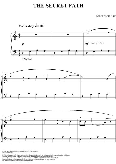 The Secret Path Sheet Music For Piano Solo Sheet Music Now