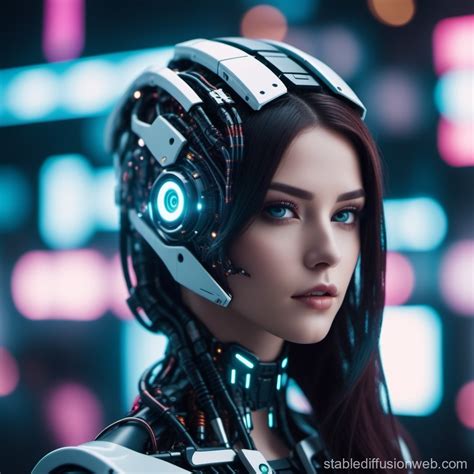 Glitchy Cyberpunk Robotic Women Stable Diffusion Online