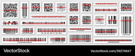 Product Barcodes And Qr Codes With Red Scanning Vector Image