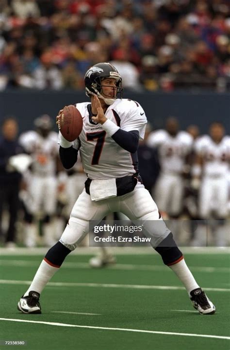 Quarterback John Elway Of The Denver Broncos In Action During The
