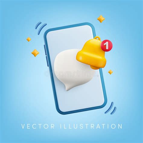 vector cartoon 3d smartphone message notification banner cute