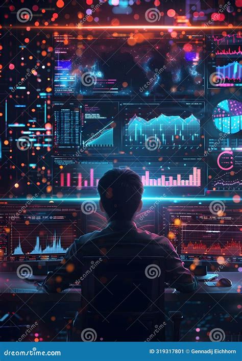 A Scientist In A Laboratory Analyzes Data On Multiple Screens While Concentrating On Graphs