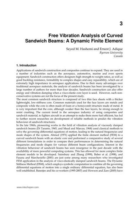 Pdf Free Vibration Analysis Of Curved Sandwich Beams A Pdfs 14652