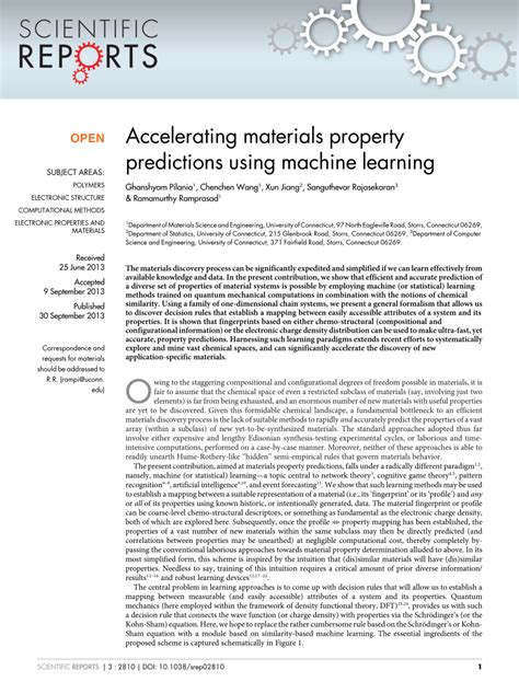 Pdf Accelerating Materials Property Predictions Using Machine Learning