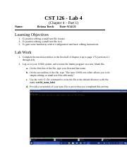 Cst126 Lab04 Doc CST 126 Lab 4 Chapter 4 Part 1 Name Briana