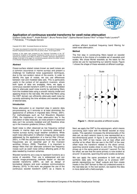 Pdf Application Of Continuous Wavelet Transforms For Swell Noise
