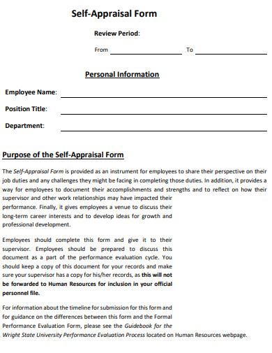 29 Self Appraisal Examples To Download