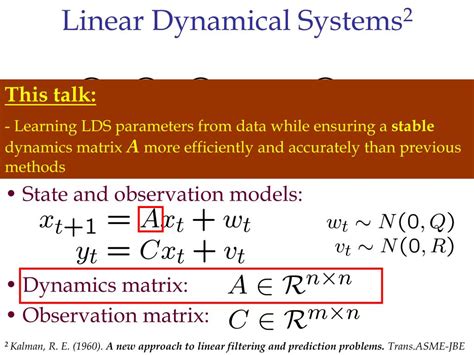 PPT A Constraint Generation Approach To Learning Stable Linear Dynamical Systems PowerPoint