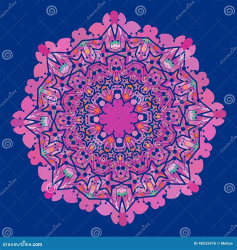 Ornamental Colorful Vector Mandala Of Violet And