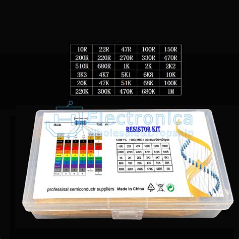 600pcs 30 Values 1 4w 1 10r 1m Metal Film Resistor Kit Jh B2b Wholesaleanddropship Online Store