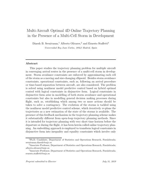 PDF Model Predictive Control Approach To Storm Avoidance For Multiple Aircraft