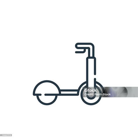 흰색 배경에 격리 된 스쿠터 벡터 아이콘 개요 웹 사이트 디자인 및 모바일 응용 프로그램 개발을위한 얇은 라인 스쿠터 아이콘 얇은 선 스쿠터 윤곽선 아이콘 벡터