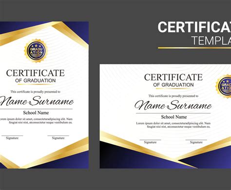 Certificate Template For School Or Graduation Concept Vector Art