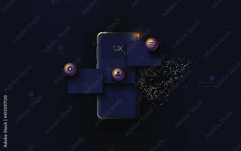 Mobile Ui Ux Korbon And Gold Concept Mobile Phone With A Mobile App Interface Consisting Of