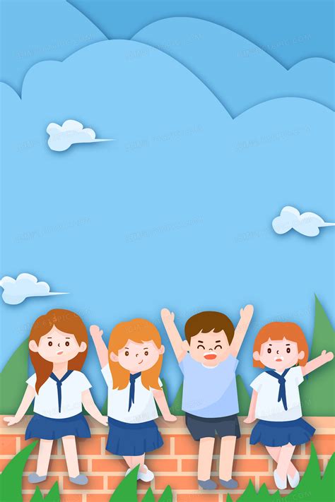 卡通学生去学校背景图 学生图片卡通 伤感说说吧
