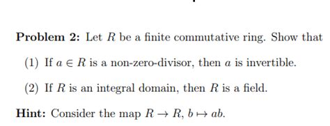 Solved Problem 2 Let R Be A Finite Commutative Ring Show