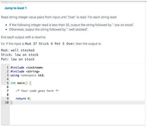 Solved Jump To Level 1 Read String Integer Value Pairs From