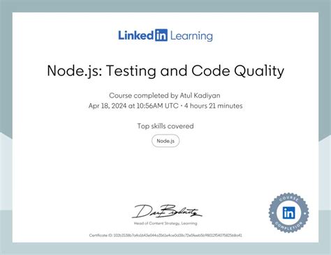 atul kadiyan on linkedin certificate of completion