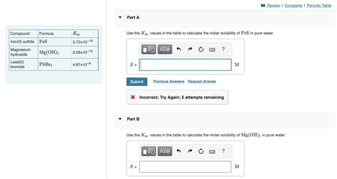 Solved Use The Ksp Values In The Table To Calculate The