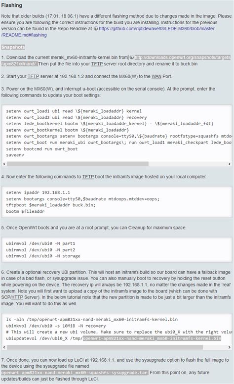 installing openwrt on meraki mx60w no luci installing and using