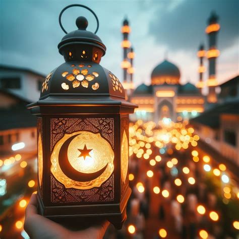Lantern With The Moon Symbol Aforementioned Surrounding By A Blurred