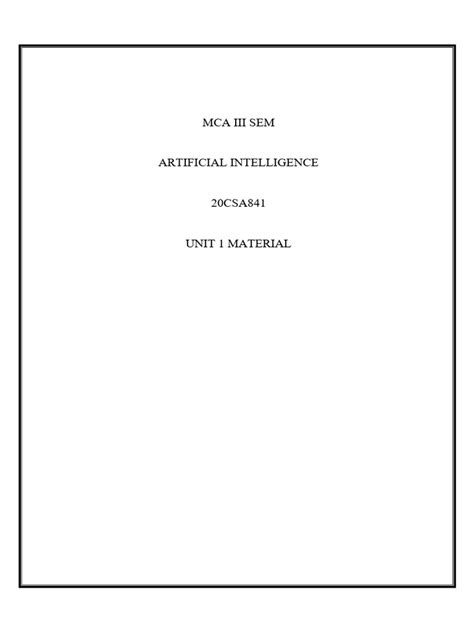 Ai Unit 1 Notes Pdf Artificial Intelligence Intelligence Ai And Semantics